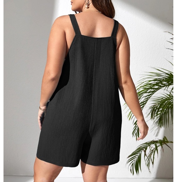 Pants & Jumpsuits | Plus Solid Shoulder Knot Pocket Romper | Poshmark